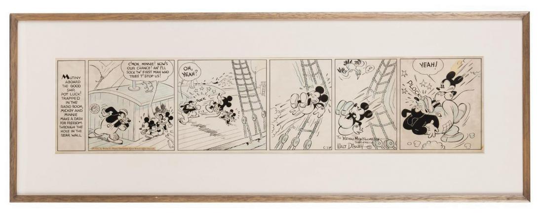 Original Mickey Mouse Comic Strip By Floyd Gottfredson.
