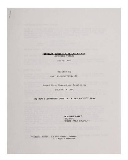 Indiana Jones Mine Car Escape Script. (#0589) on May 15, 2022 | Van ...