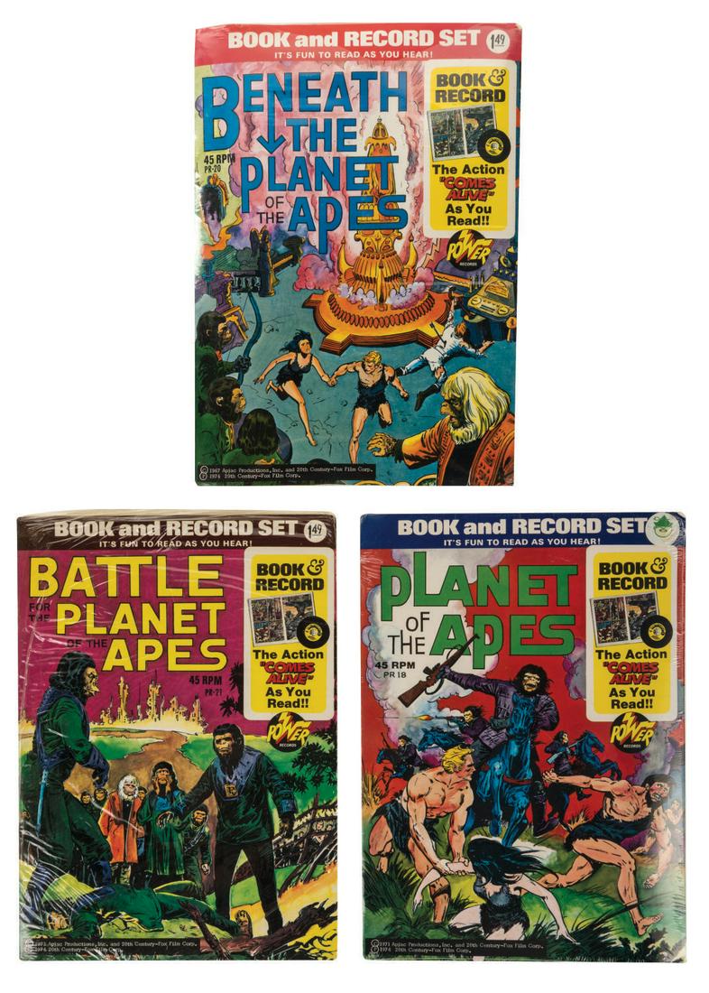 Set Of (3) Planet Of The Apes Book & Record Sets.
