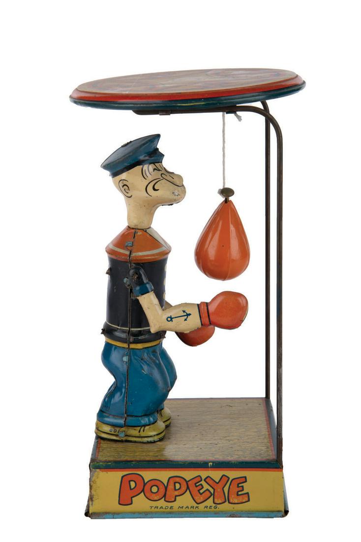 Popeye Bag Puncher Wind Up Tin Toy.