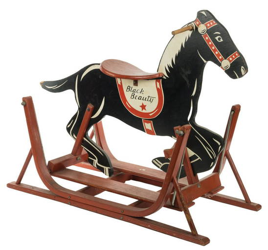 A Rare Black Beauty Rocking Horse By Delphos.