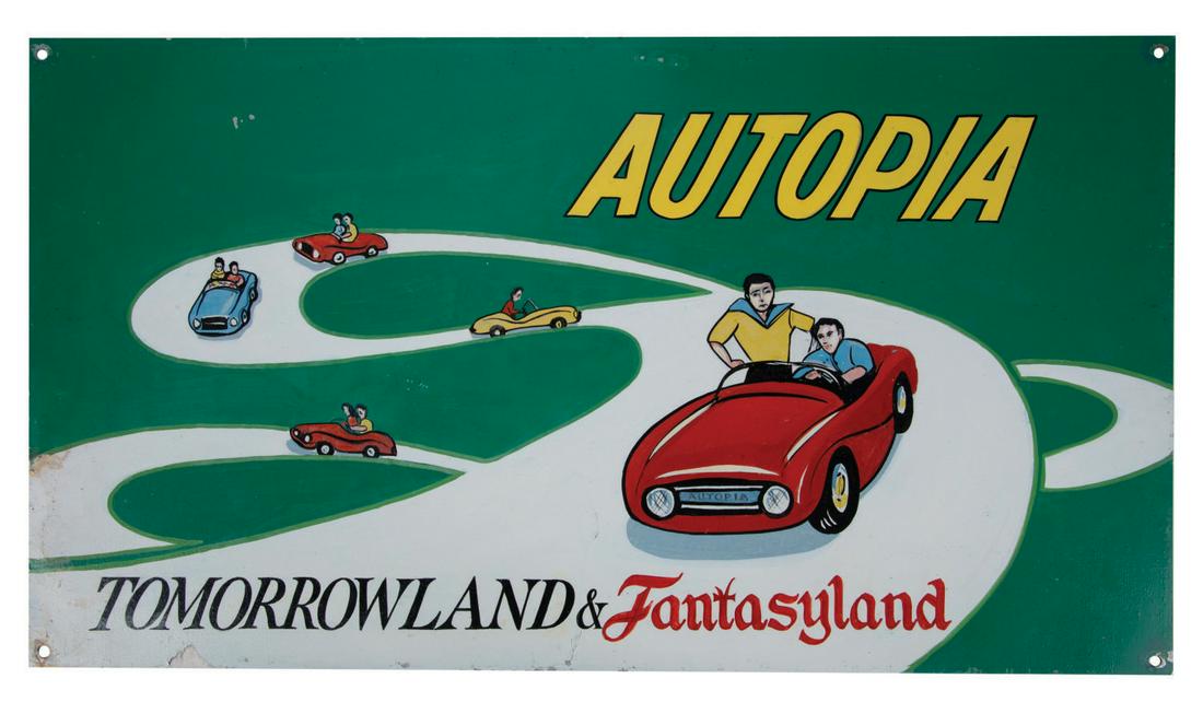 A Rare Hand-painted Autopia Omnibus Sign. Auction
