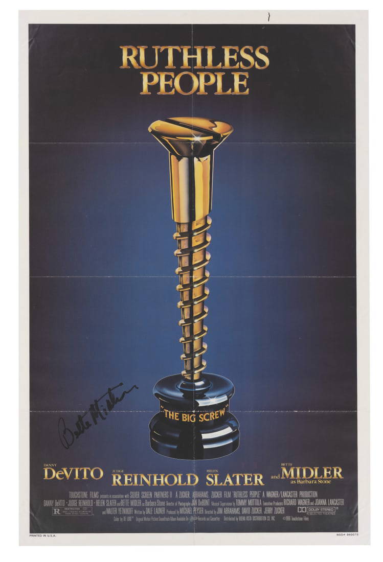 A "ruthless People" Signed Poster. Auction