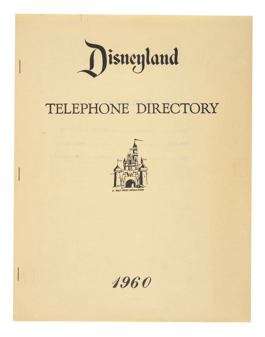 A Disneyland Telephone Directory. Auction