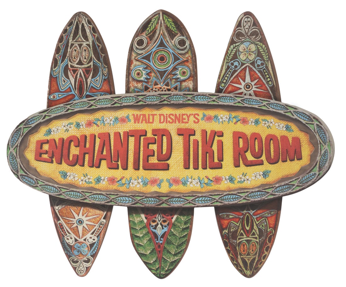 A Walt Disney's Enchanted Tiki Room Sign Replica. Auction