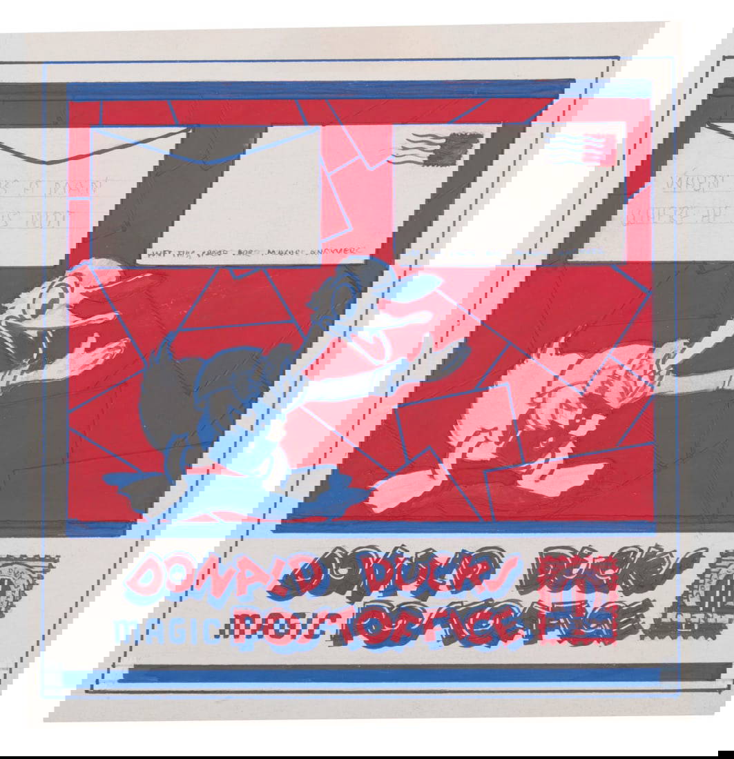 Donald Duck Magic Post Office Original Card Artwork. Auction