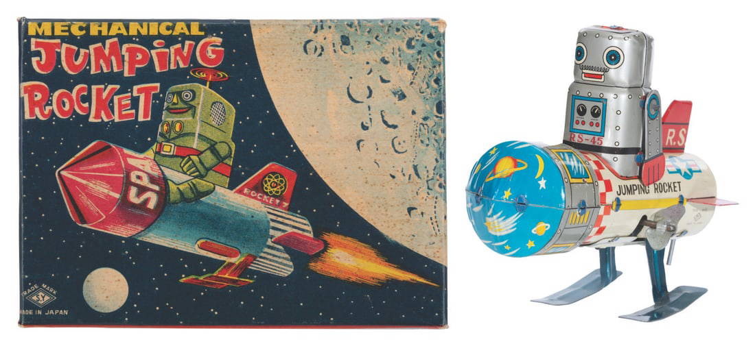 A Mechanical Jumping Rocket Toy. Auction