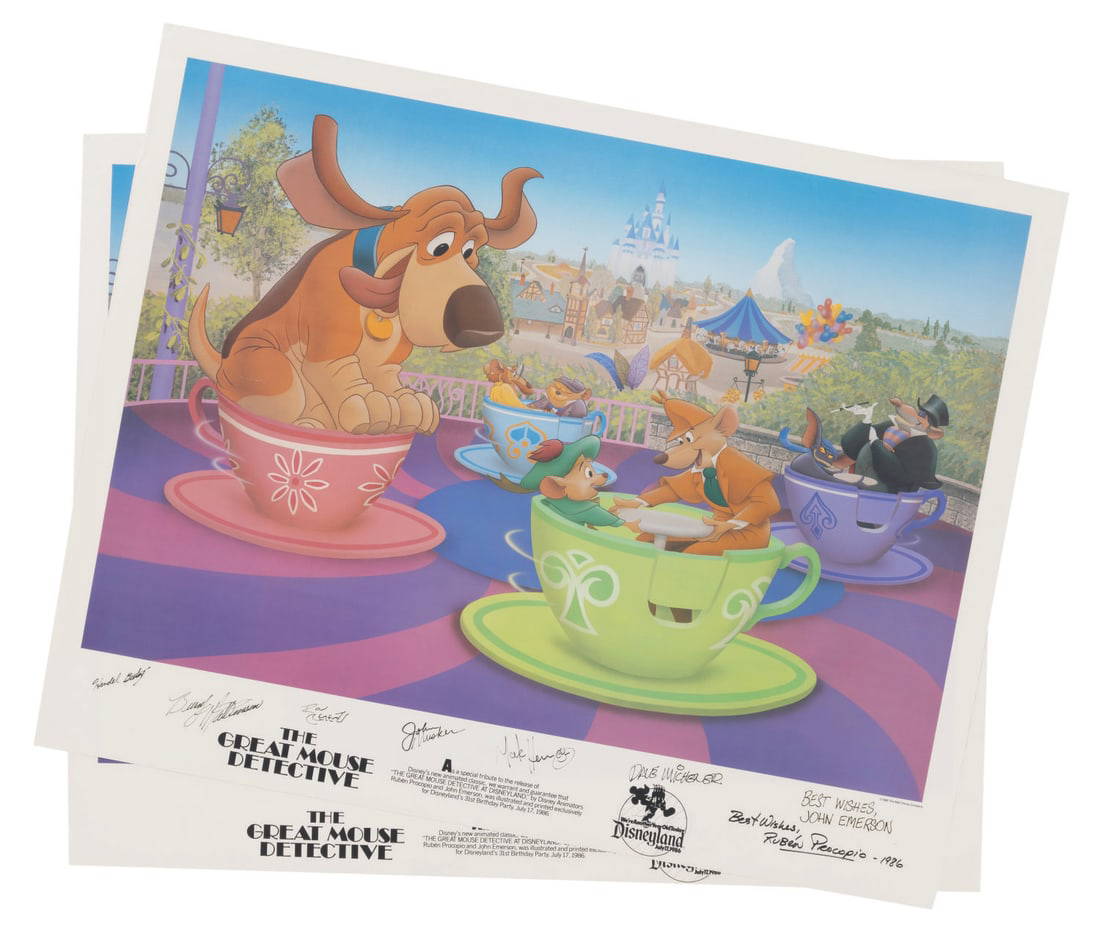 Two Disneyland Great Mouse Detective Signed Posters. Auction
