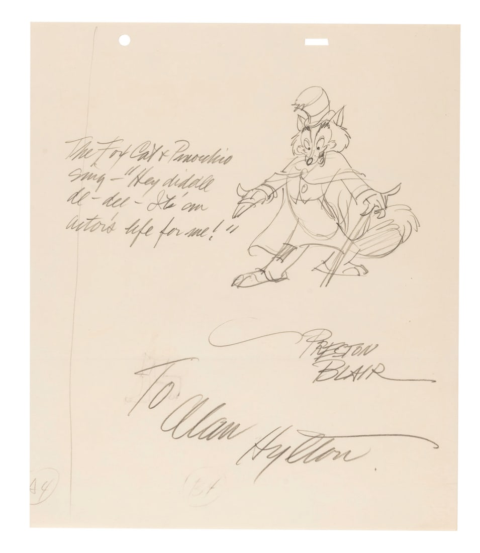 An Honest John Drawing Signed By Preston Blair. Auction