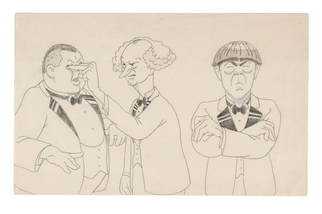 A “hollywood Steps Out?? Three Stooges Model Drawing. Auction