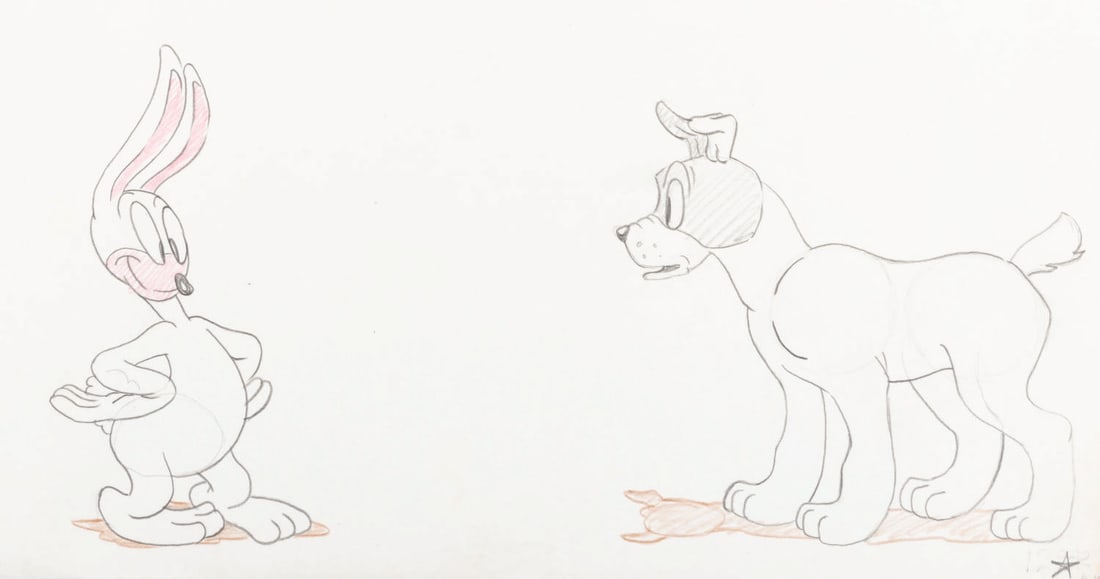 An Early Bugs Bunny “prest-o Change-o?? Production Drawing. Auction