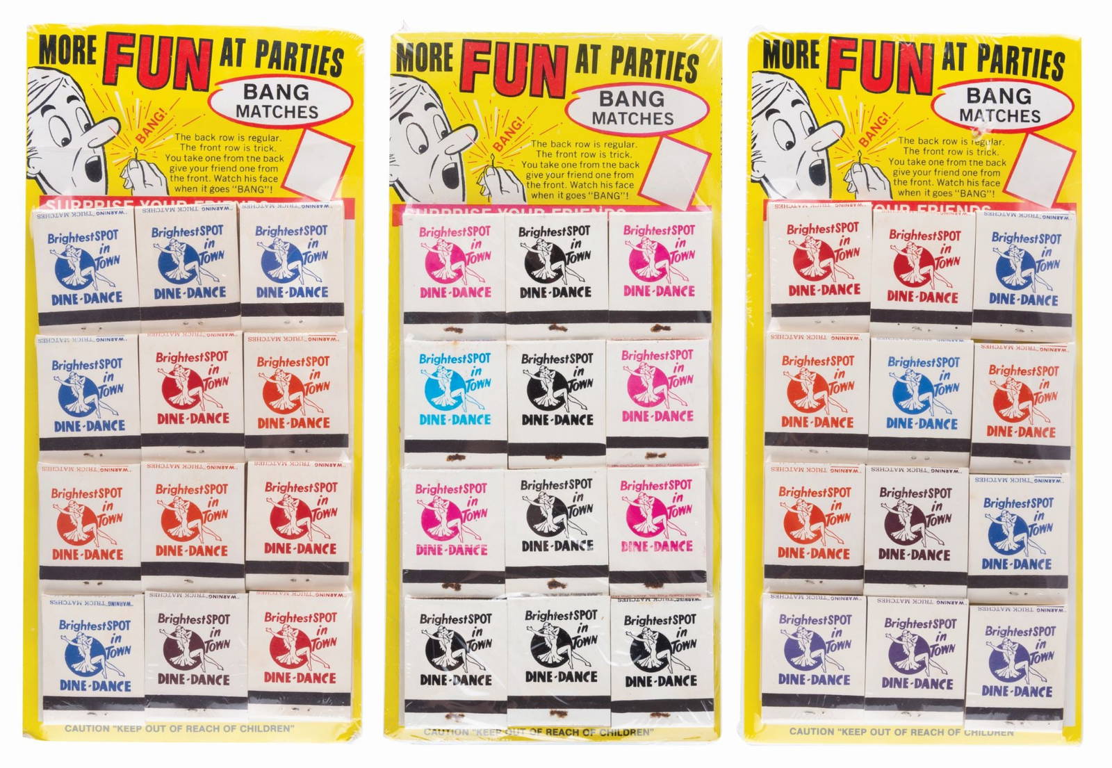 Three Prank Bang Matches Store Displays. Auction