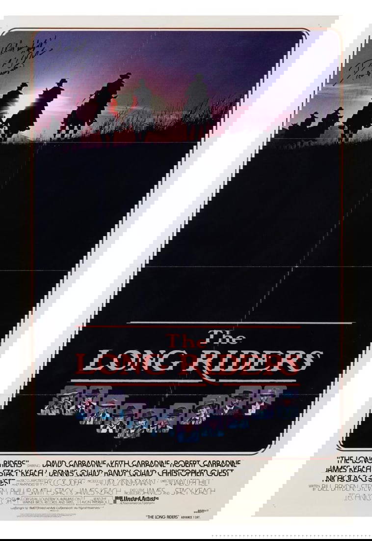 A David Carradine Signed "the Long Riders" Advanced One-sheet. Auction