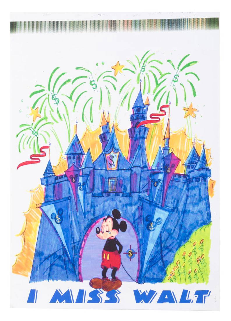 An "i Miss Walt" Crying Mickey Canvas Print. Auction