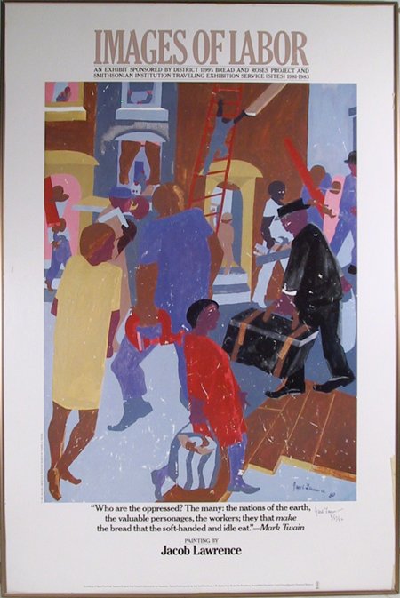 2493: Jacob Lawrence Signed Poster, Images on Labor