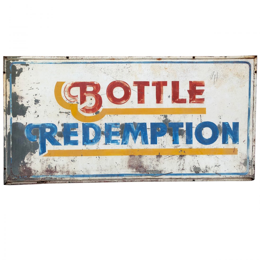 HUGE 8x4 Vintage Metal Painted Bottle Redemption Sign