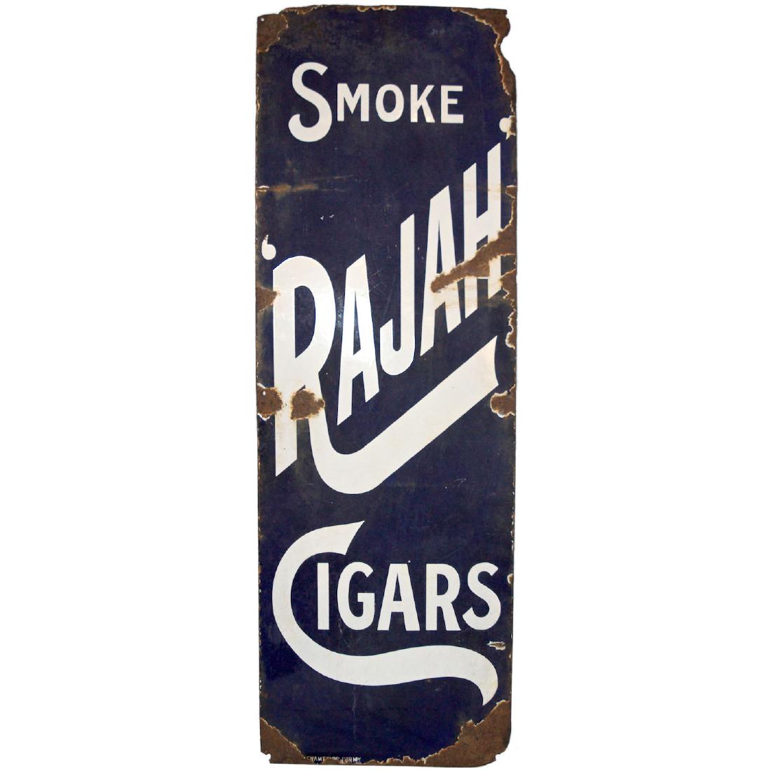 Antique Rajah Cigars Porcelain Enamel Sign
