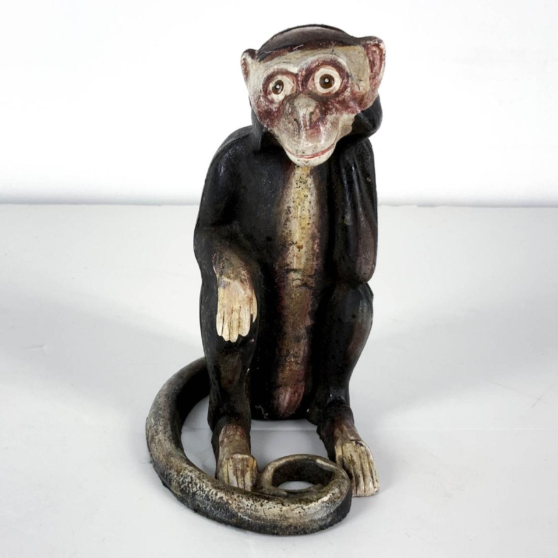 Antique Cast Iron Hubley Monkey Bank Circa 1920s