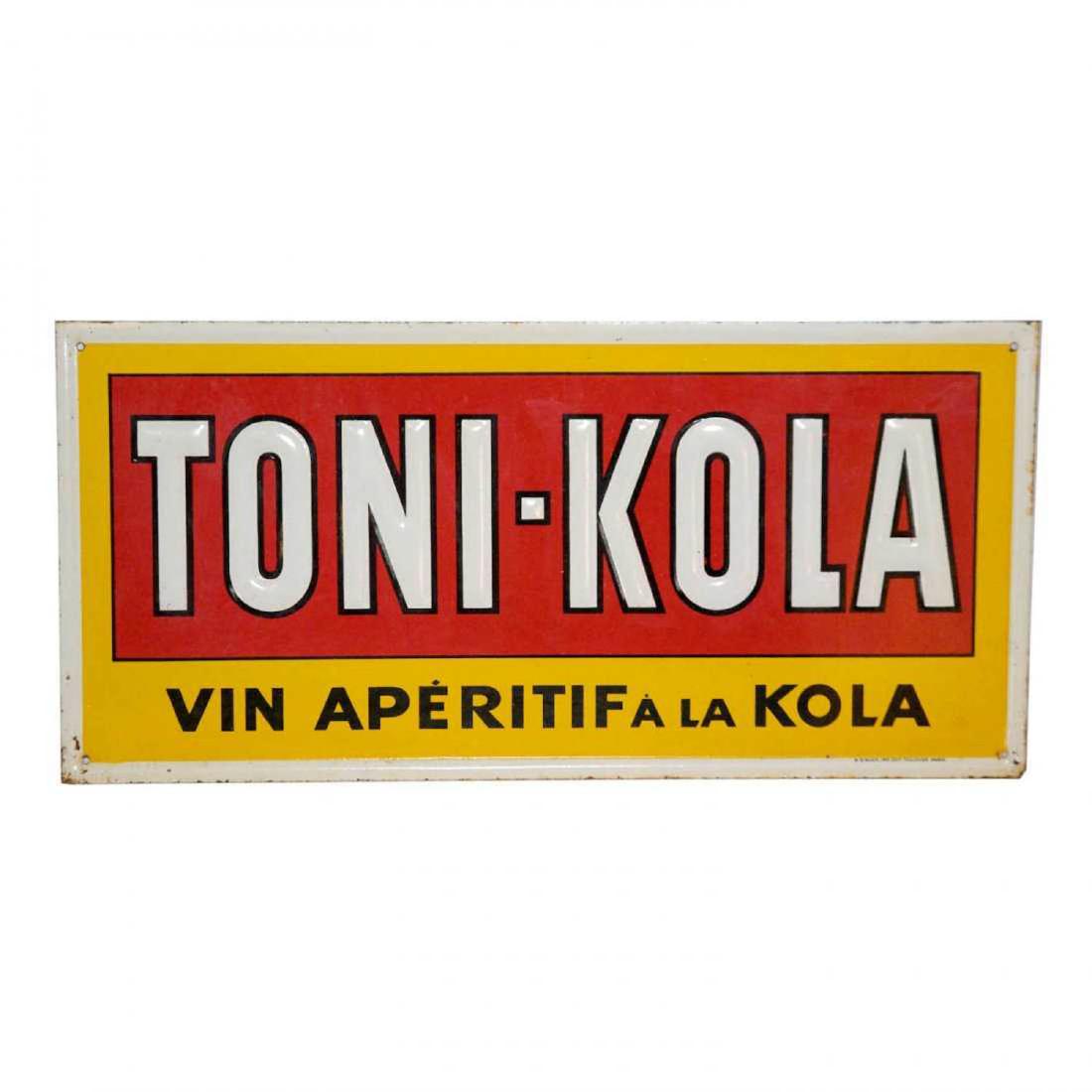 Vintage French Toni Kola Trade Sign Toulouse Paris