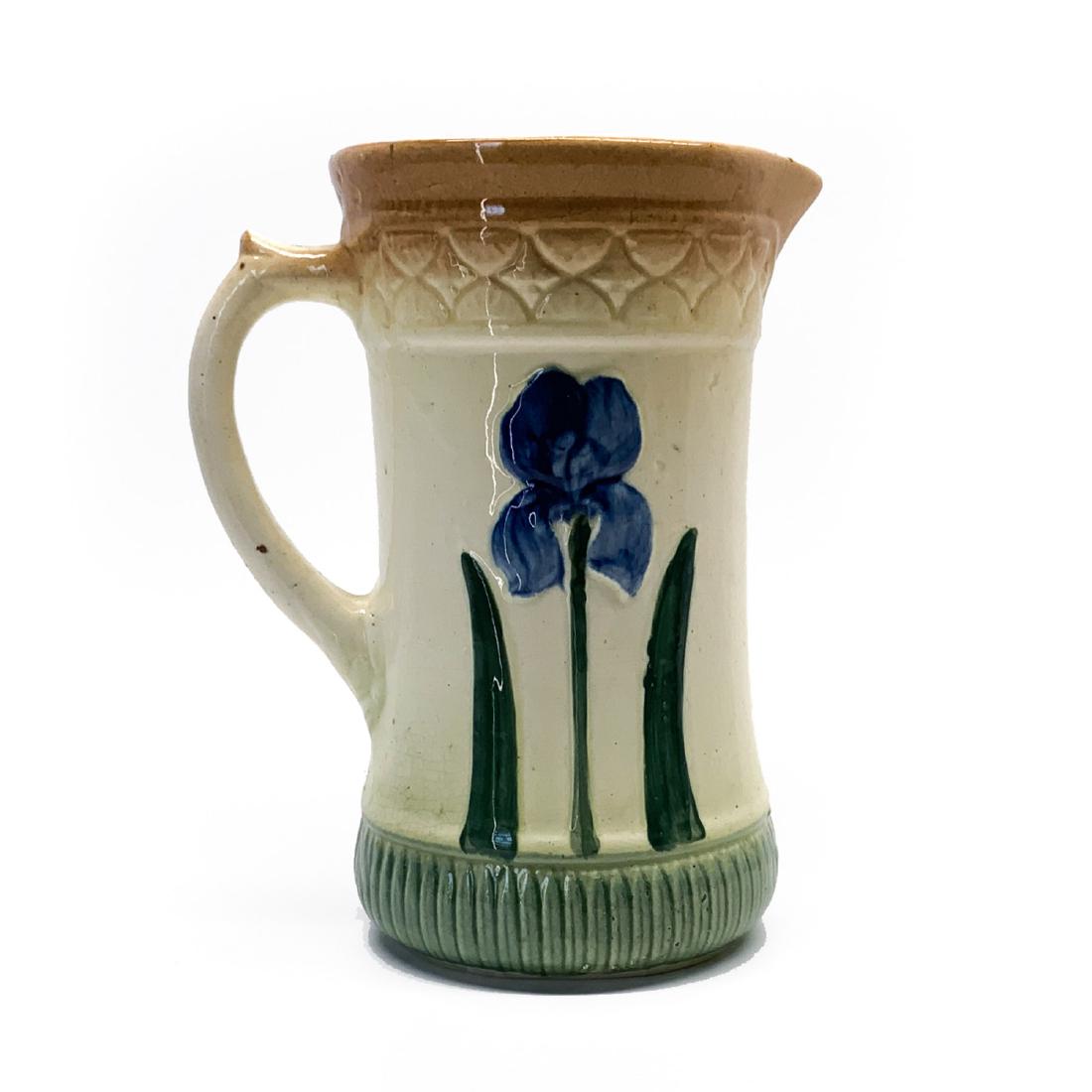 Vintage Stoneware c 1910 Iris Pitcher
