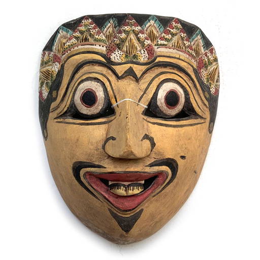 Vintage Topeng Carved Wood Theatre Mask From Java
