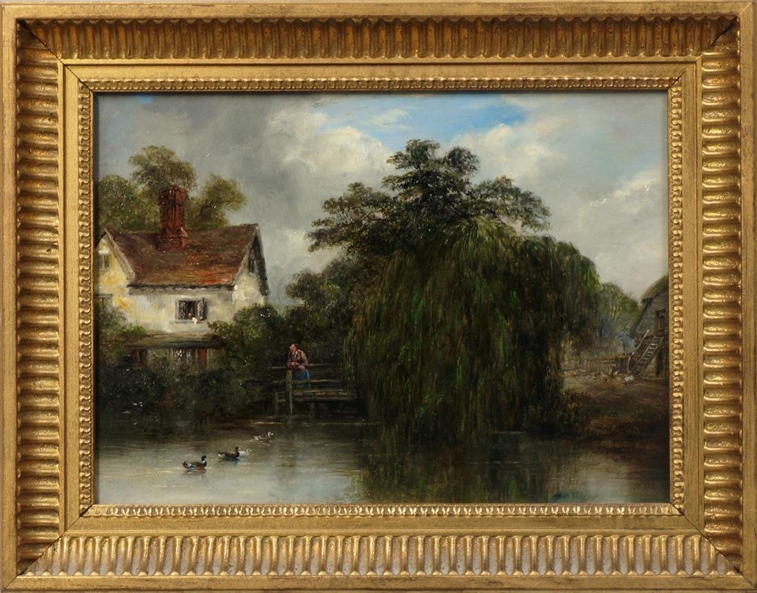 Robert Burrows, British 1810-1883- Figure on a bridge