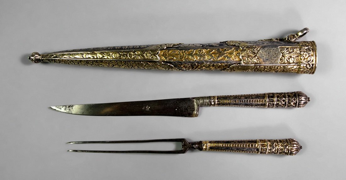 An Ottoman travelling knife and fork set, Turkey, 18th