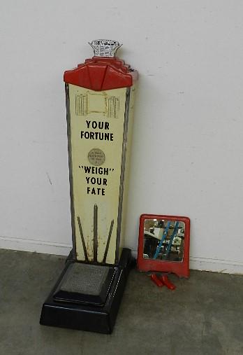 Vintage Coin Operated Weight & Fortune Scales