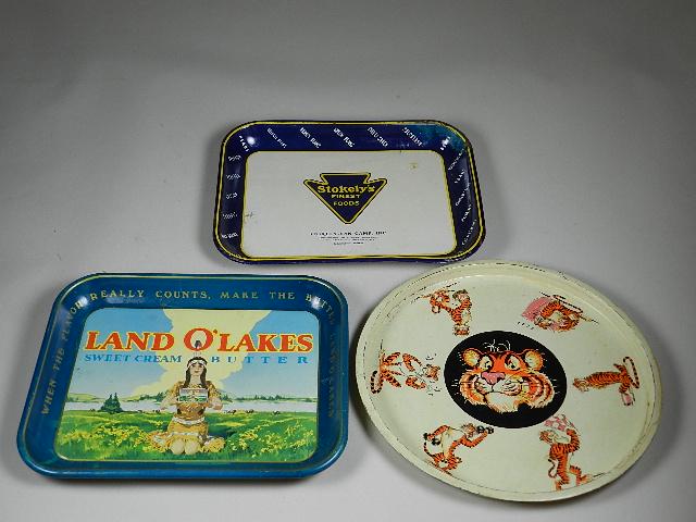 3 Vintage Advertising Trays