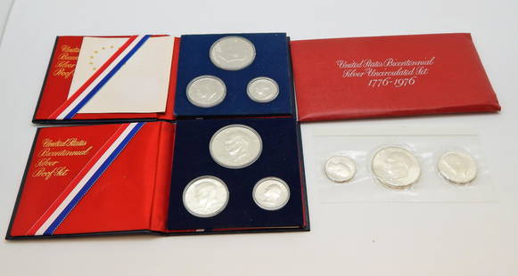 Three 1976 Three Coin Silver Proof Sets