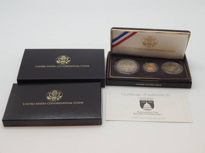 1989 Us Congressional 3 Coin Proof Set