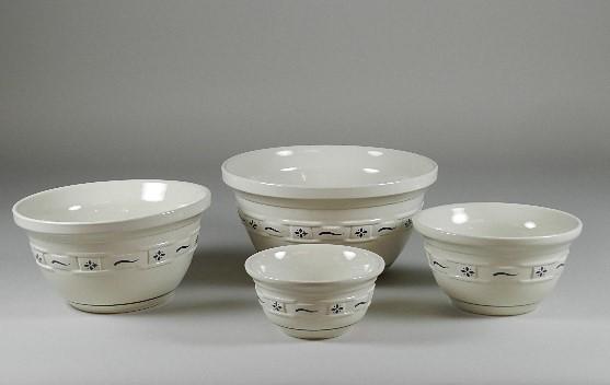 Set Of 4 Longaberger Pottery Mixing Bowls