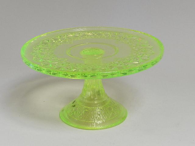 Vaseline Glass Cake Stand