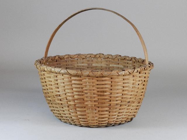 Vintage Large Round Oak Splint Basket