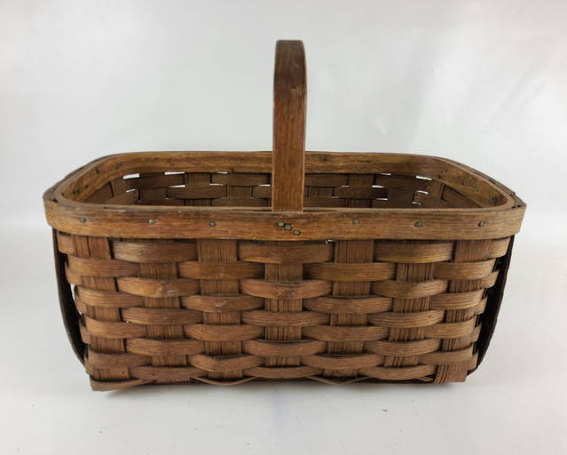 Vintage Large Rectangular Split Oak Basket Shelton Basket Co