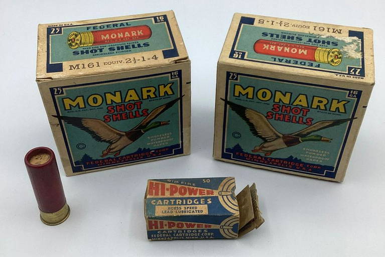 Two Boxes Antique Monark 16ga Paper Shotgun Shells