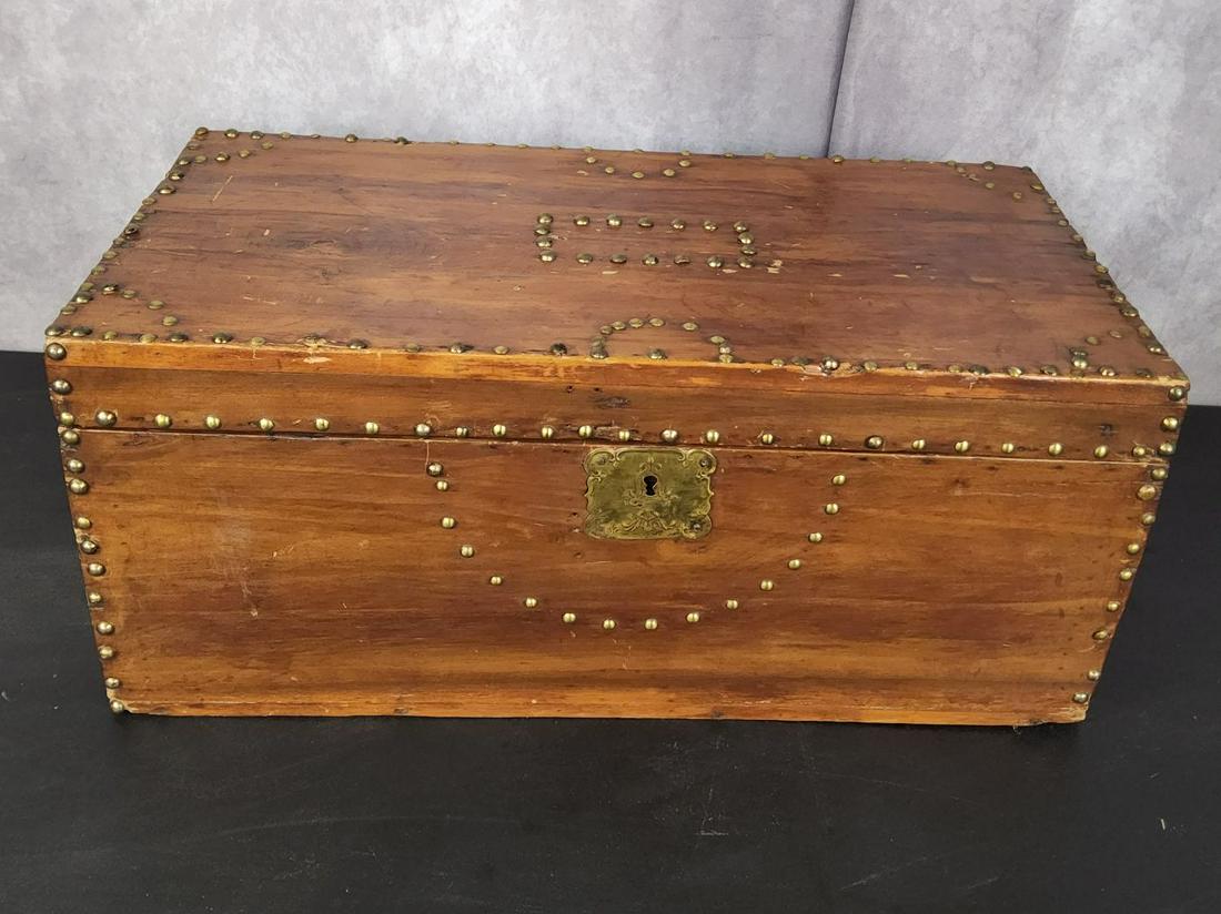 Vintage Wooden Flat Top Trunk Auction
