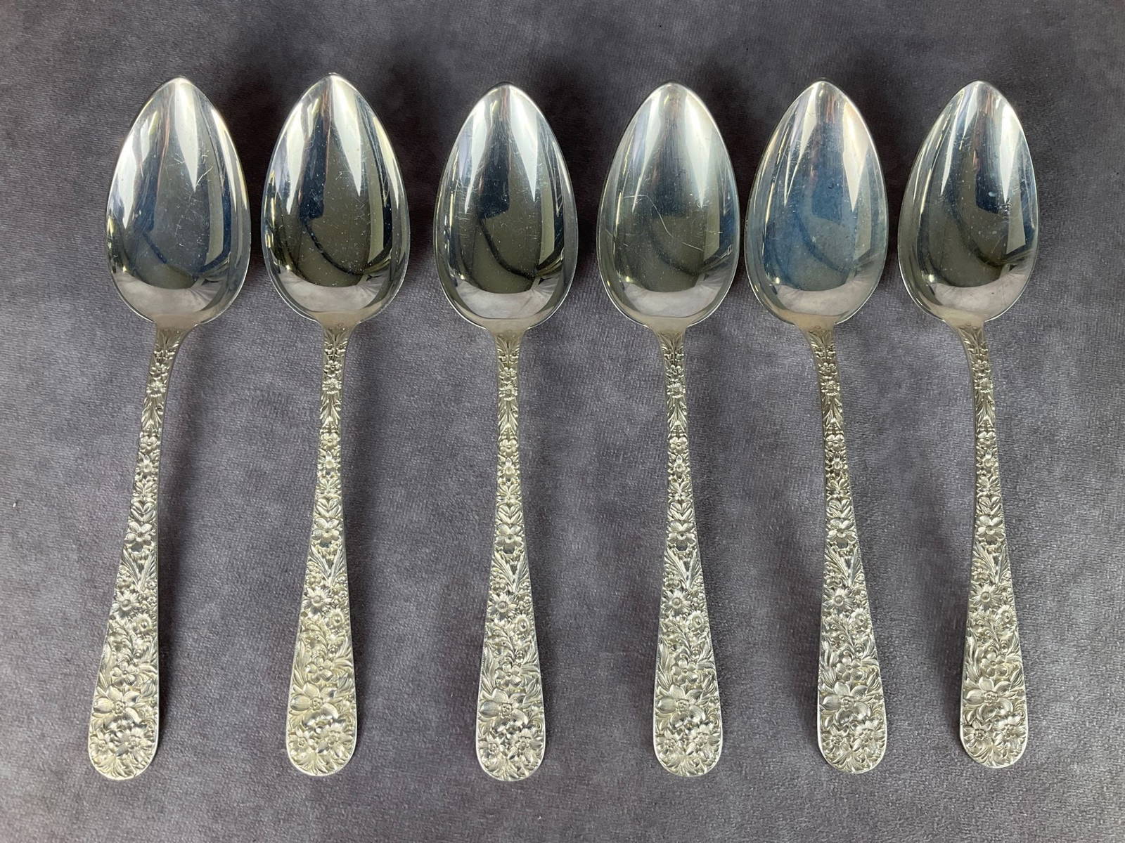 Kirk & Sons Sterling Repousse Large Table Spoons Auction
