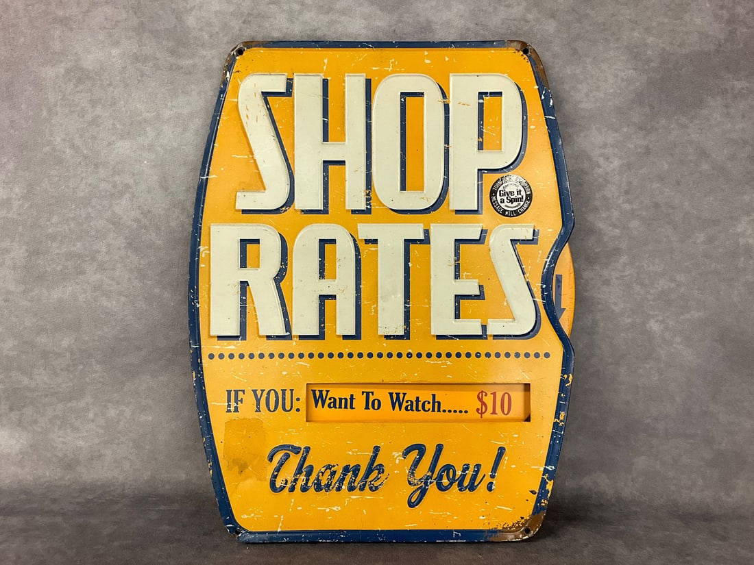 Shop Rates Reproduction Dial Sign Auction
