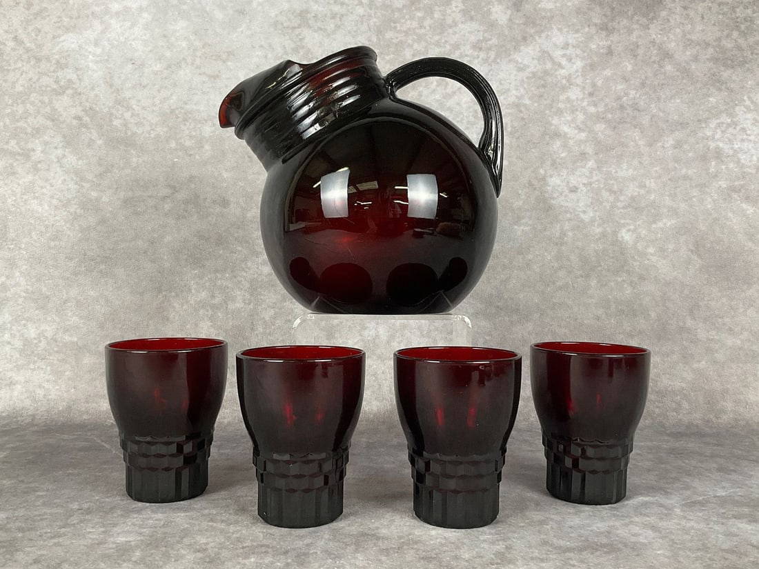 Royal Ruby Pitcher & Tumbler Set Auction