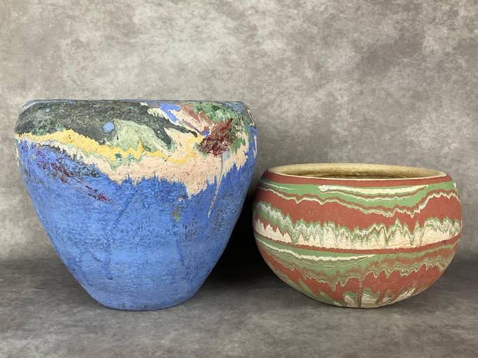 Two Ozark Roadside Tourist Pottery Planters
