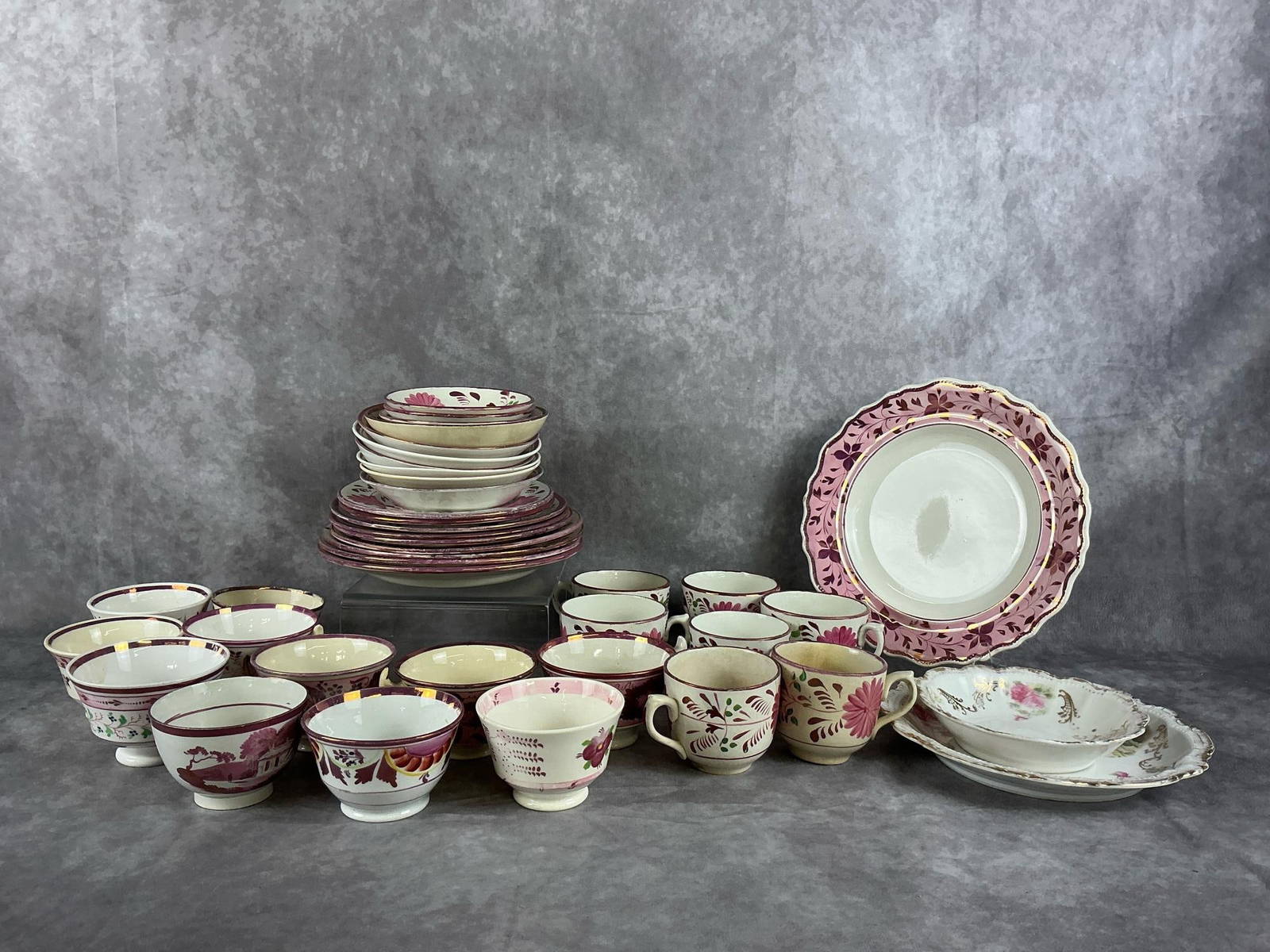 19th. Century Mixed Pink Luster Ware Auction