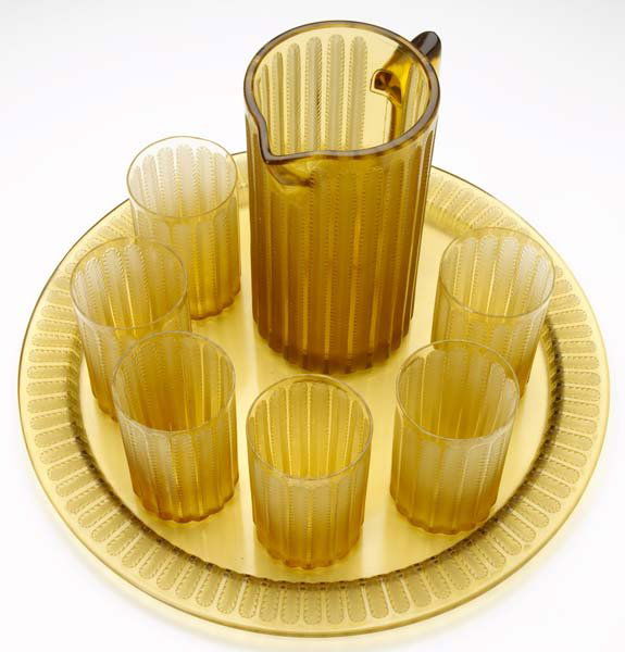 Rene Lalique "jaffa" Lemonade Set Of Butterscotch