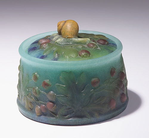 Almeric Walter Pate De Verre Covered Dish By Henry