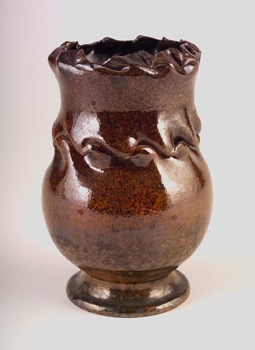 George Ohr Large Bulbous Vase With Deep In Body Twi