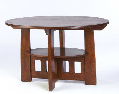 Limbert Double Oval Library Table With Plank Legs
