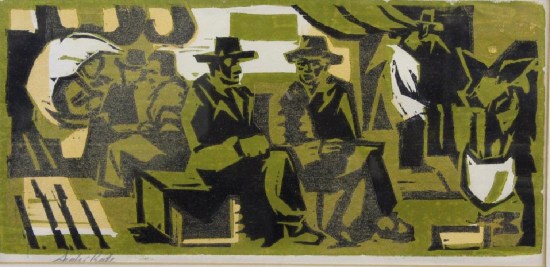 Signed Andre Bieler Framed Woodblock Print