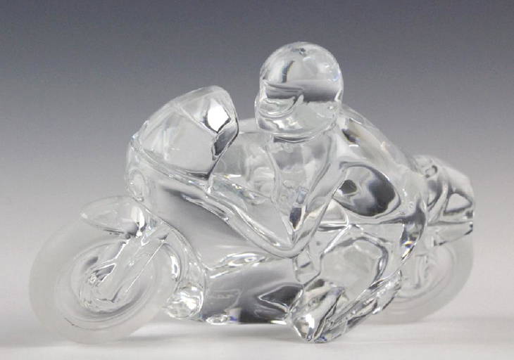 Daum French Circuit Crystal Motorcycle Figurine
