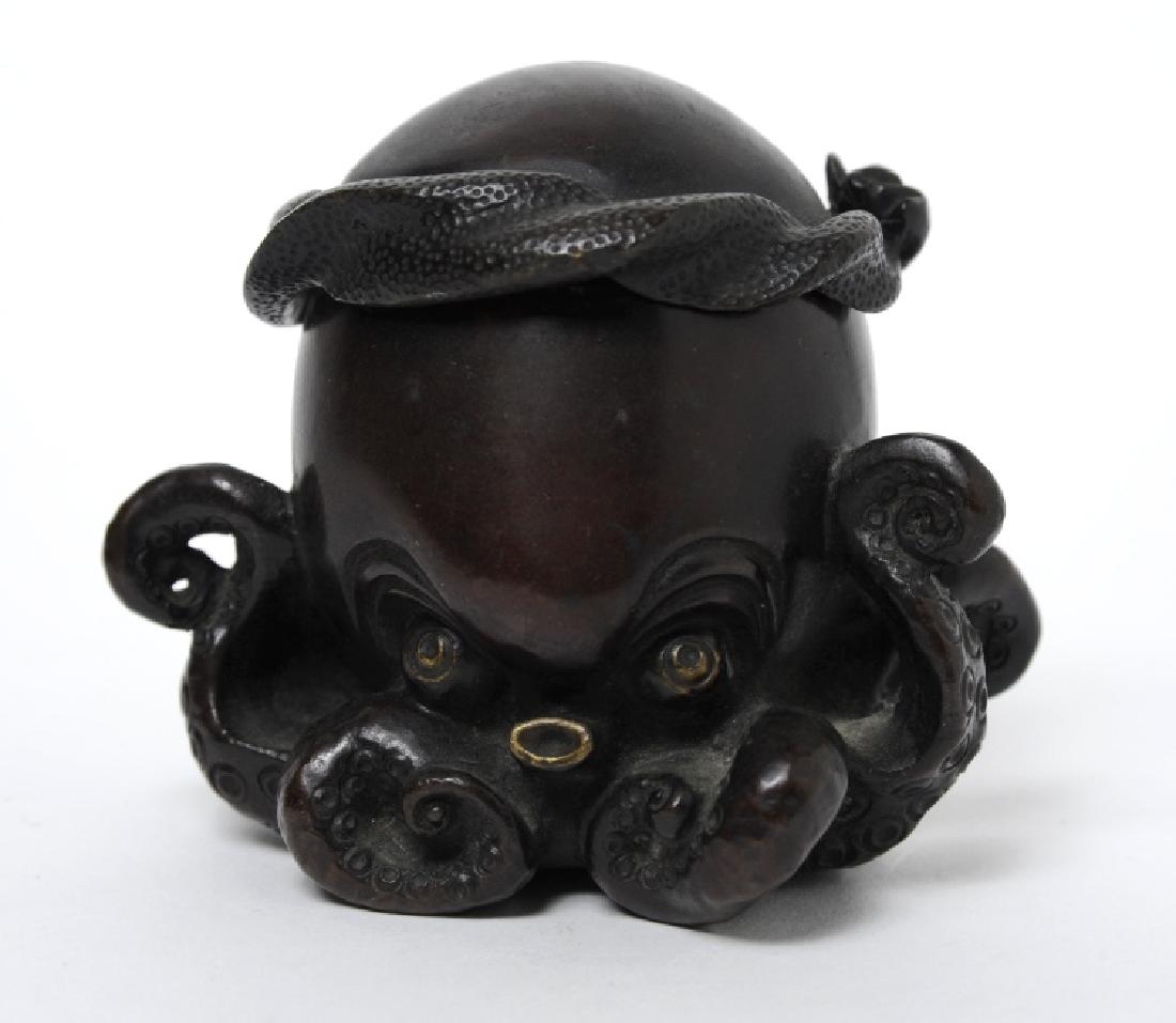 Japnese Meiji Period Bronze Octopus Lidded Box