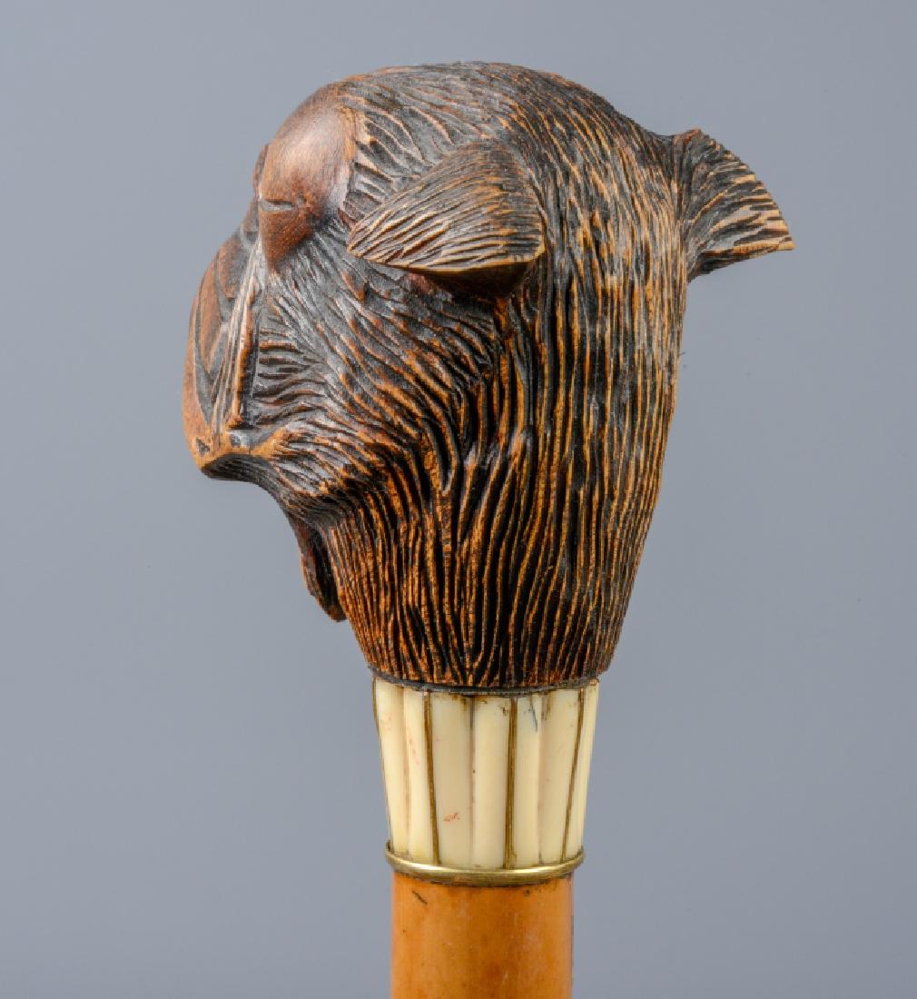 Antique Carved Articulated Boxer Dog Walking Cane